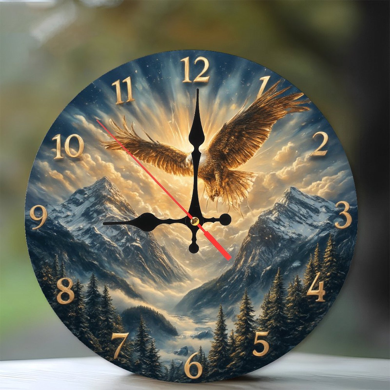 Eagle Mountain Sunrise Wall Clock Decor Home Office Art 10-Inch Silent ...
