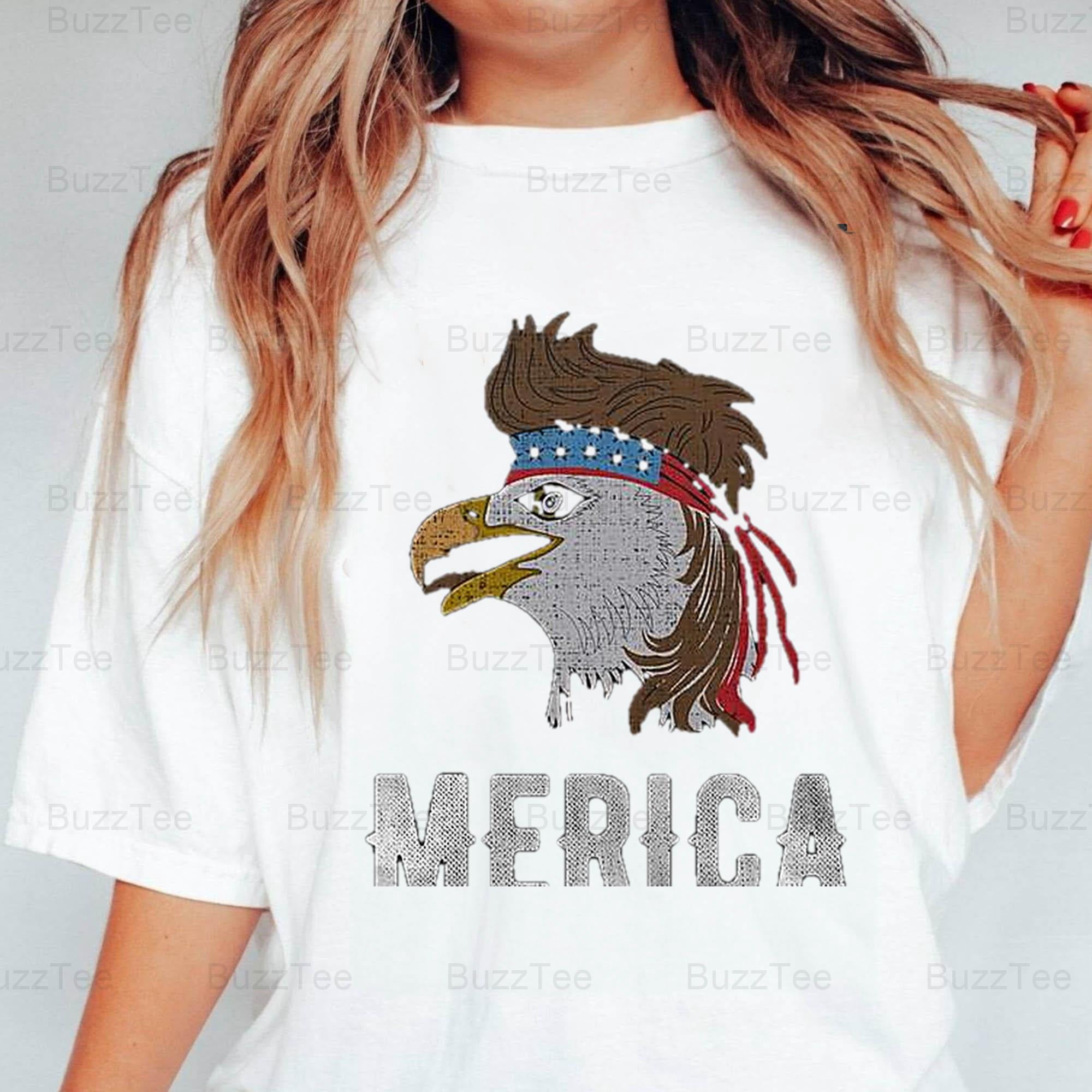 Eagle Mullet 4th July USA Patriot Merica Cool Gift Funny Humor T-Shirt ...