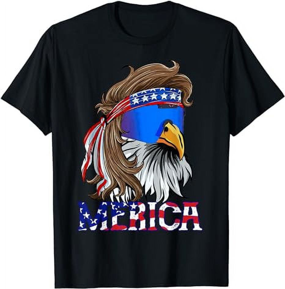 Eagle Mullet Sunglasses Merica 4th Of July USA American Flag T-Shirt ...