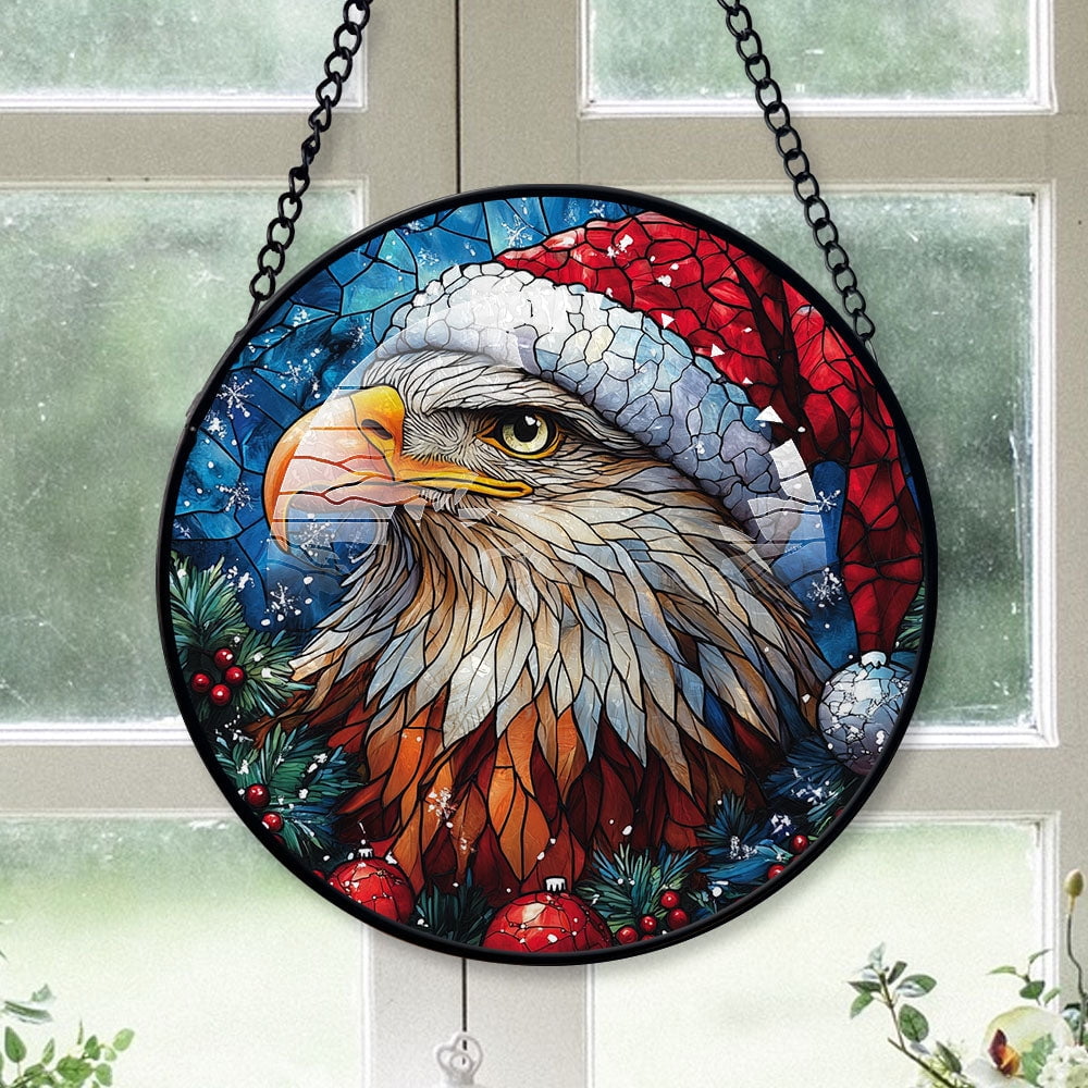 Eagle Ornament Christmas 2025, Eagle Stained Glass Hanging Window ...