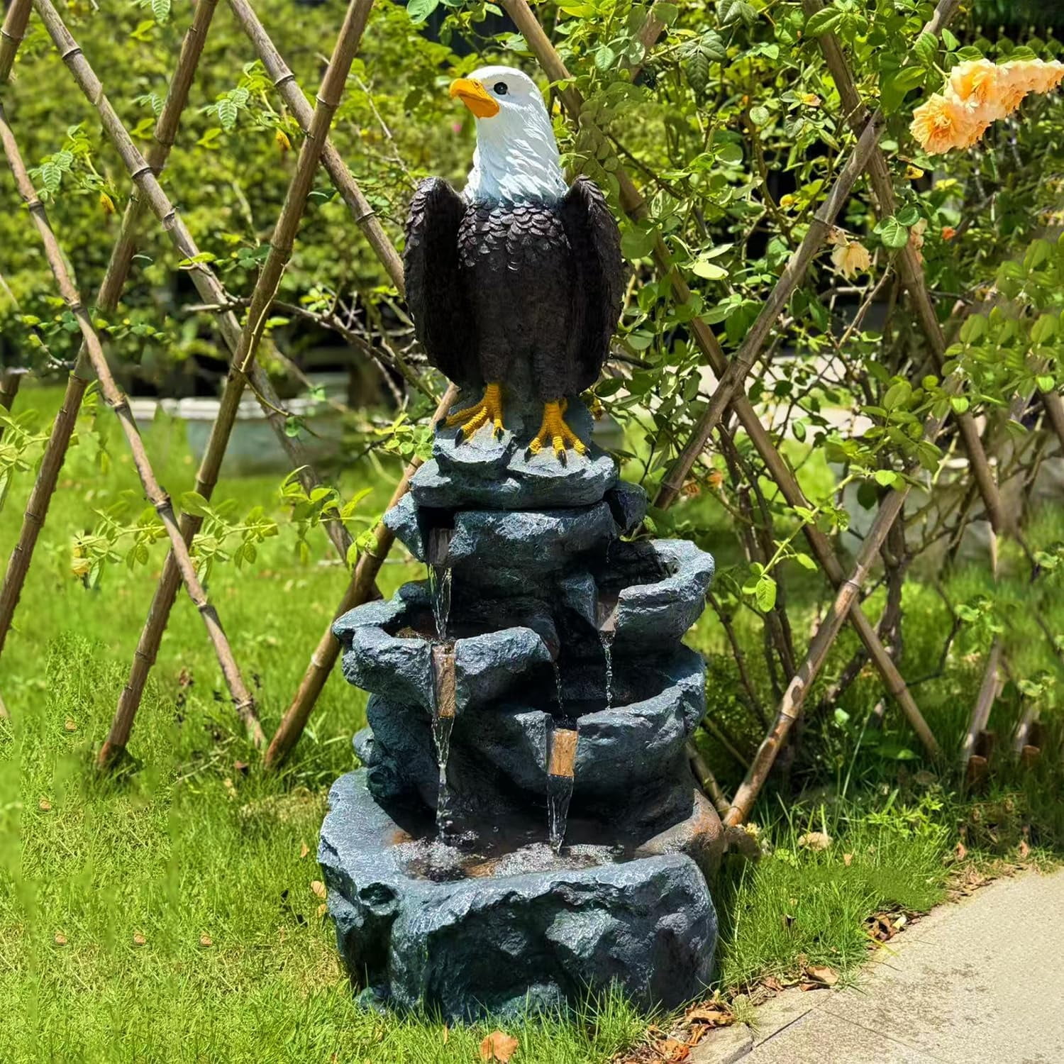 Eagle Outdoor Fountain with 5 Layers of LED Lights,Suitable for Gardens ...