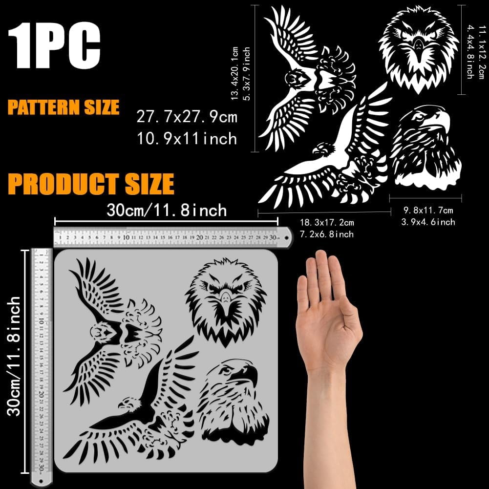 Eagle Painting Stencil 11.8x11.8 Reusable 2-Style Eagle Head Drawing Template Decor for Painting ...