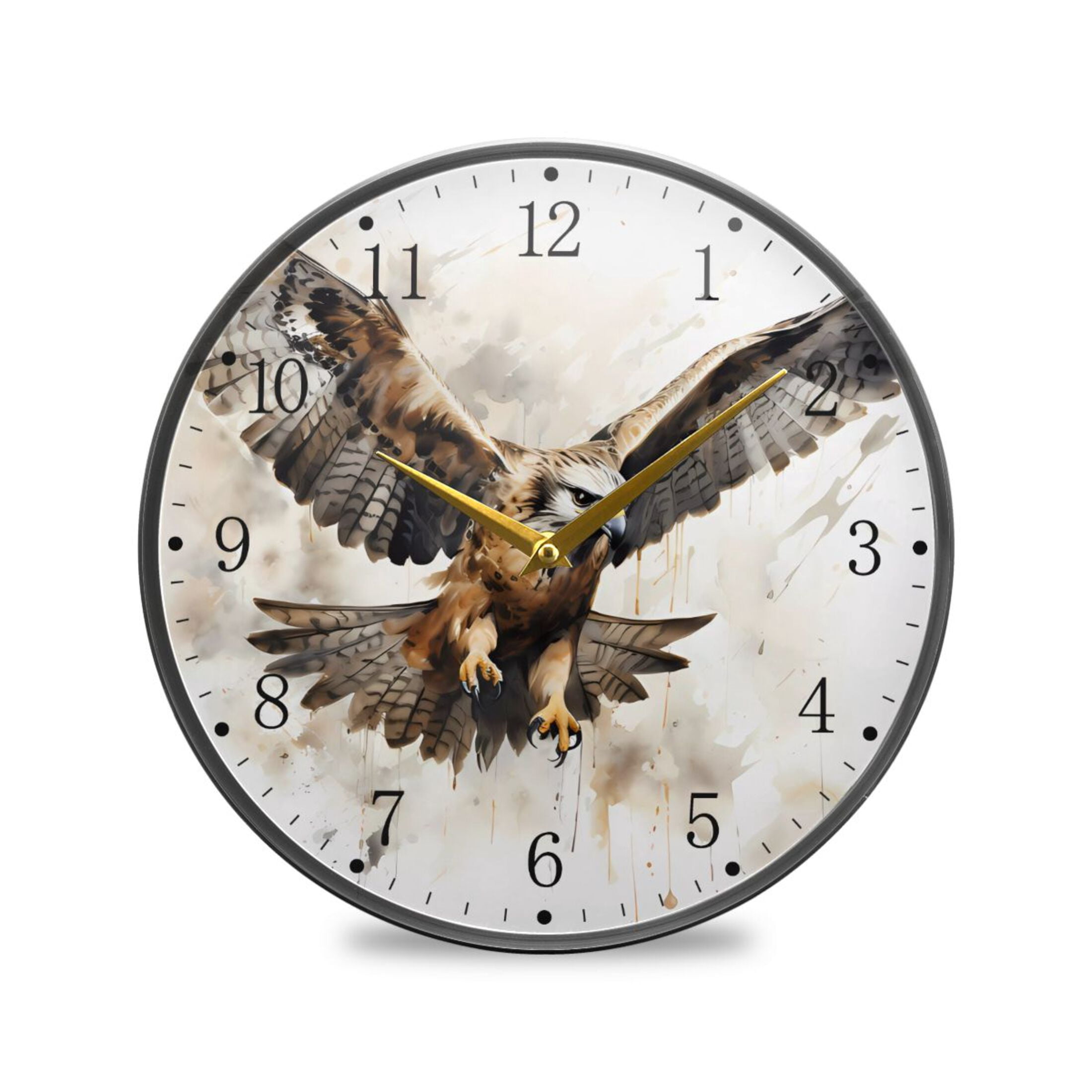 Eagle Pattern Acrylic Wall Clocks Quiet Round Clock Battery Operated ...