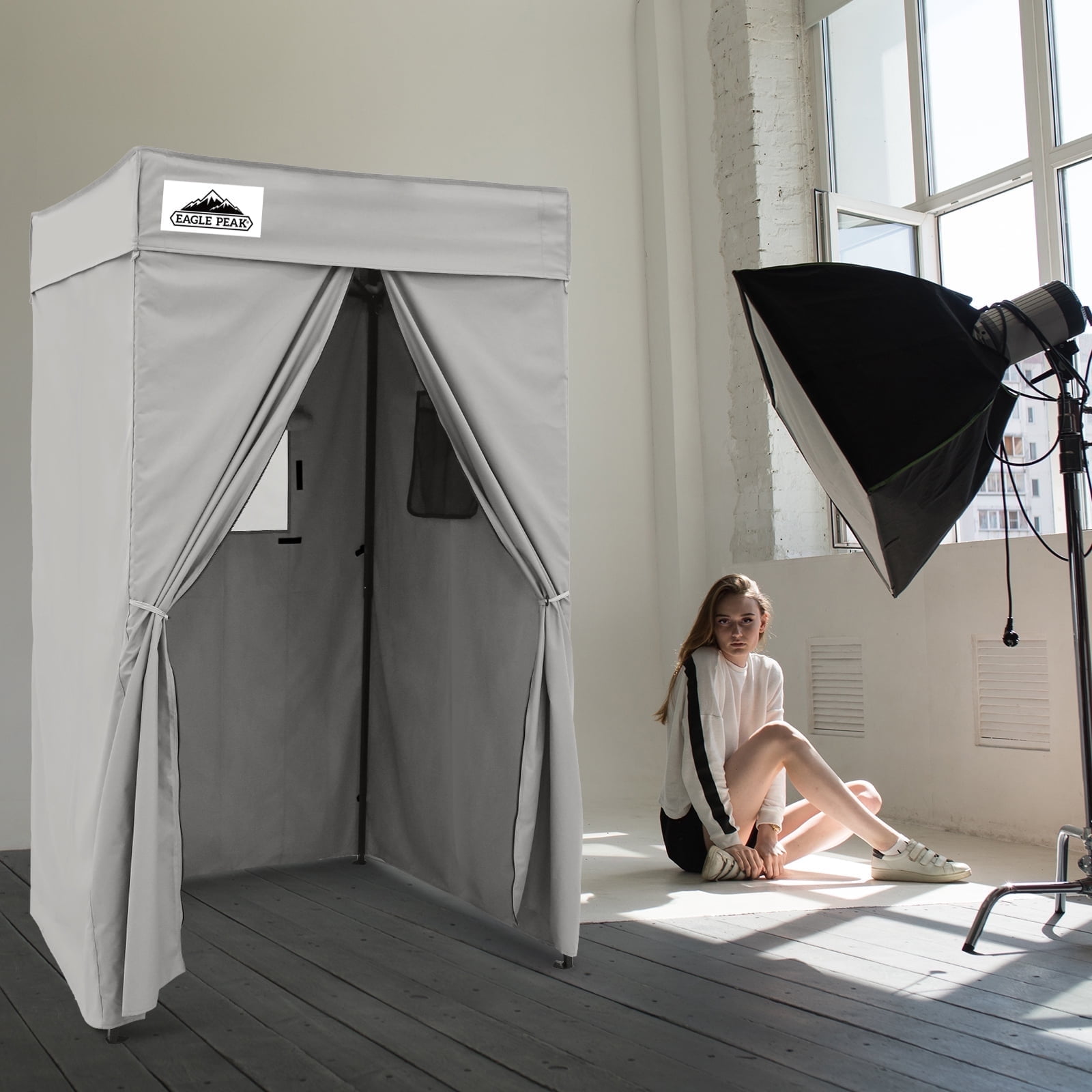 EAGLE PEAK Flex Compact 4x4 Pop-up Canopy Privacy Dressing Room,Gray ...