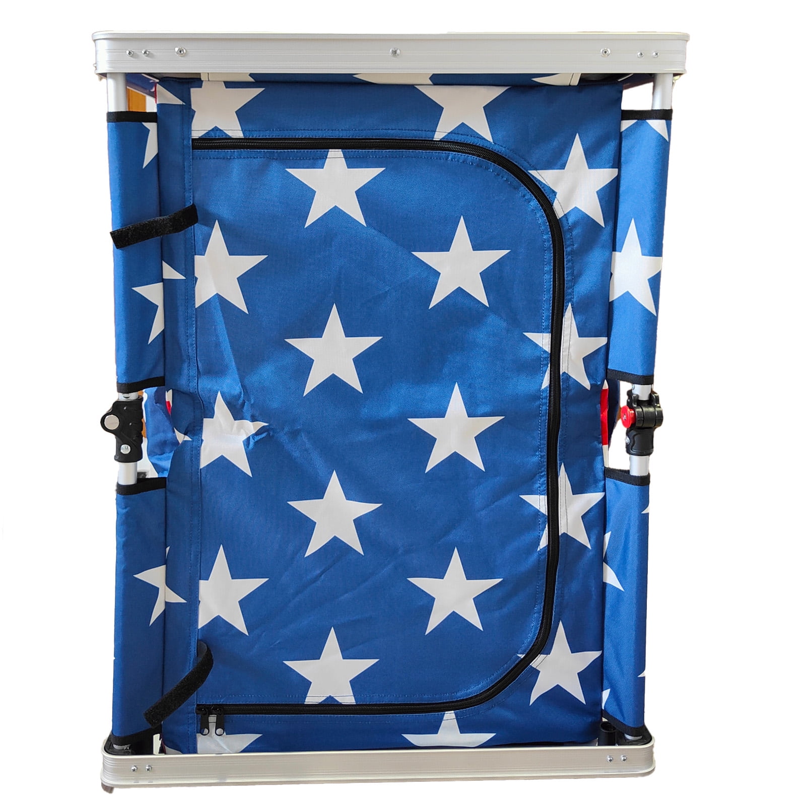 Eagle Peak Outdoor Camping Pop Up Folding Table with Large 3-Tier Storage Organizer and Side ...