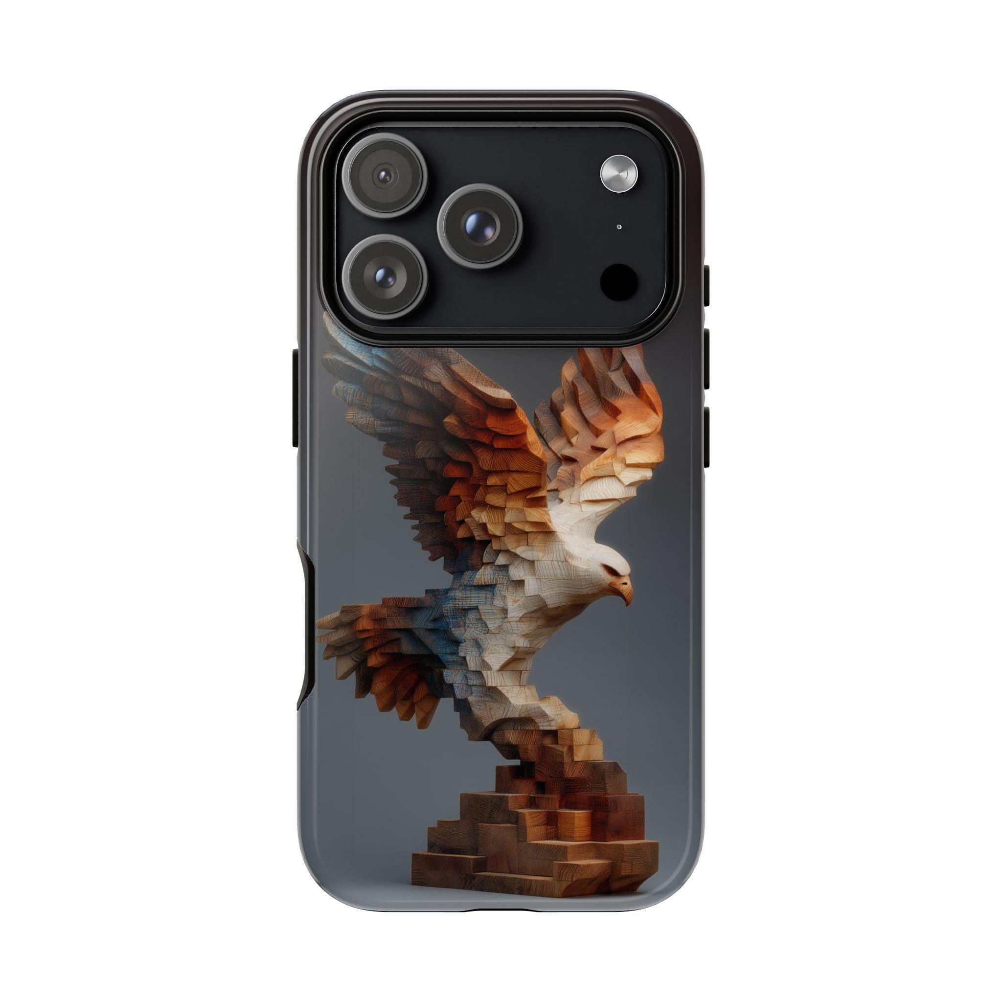 Eagle Polygon Wood Abstract Bird Geometric Carving Phone Case 17 16 15 ...