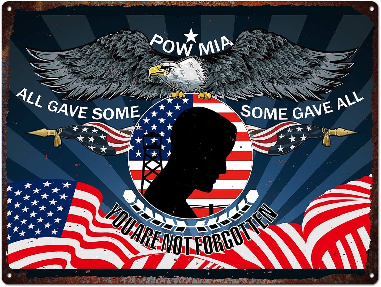 Eagle Pow Mia Flag Metal Tin Sign, Pow Flags Art Wall Decor Signs Retro ...