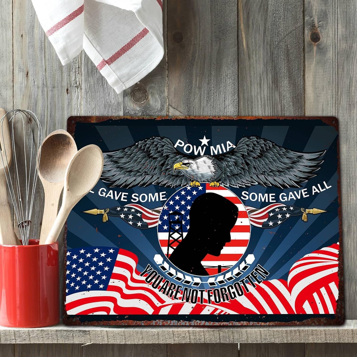 Eagle Pow Mia Flag Metal Tin Sign, Pow Flags Art Wall Decor Signs Retro ...