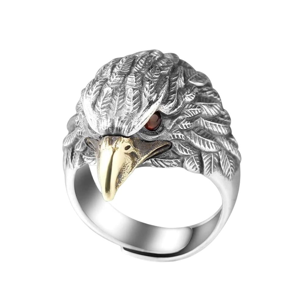 Eagle Ring | Vintage Red Eye Hawk Eagle Ring | Adjustable Viking Eagle ...
