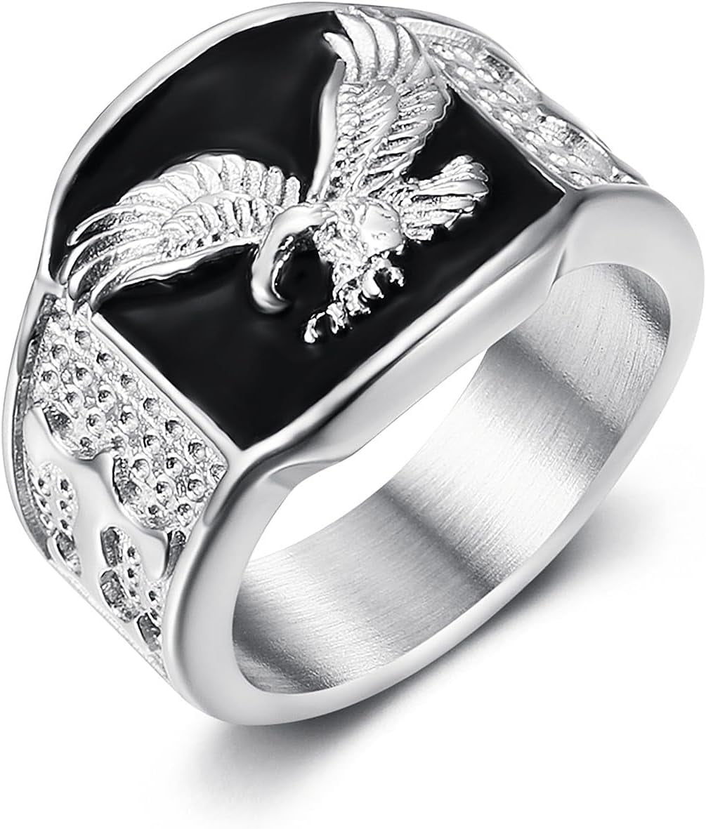 Eagle Ring for men Vulture ring Stainless Steel Hip Hop ring for Men ...