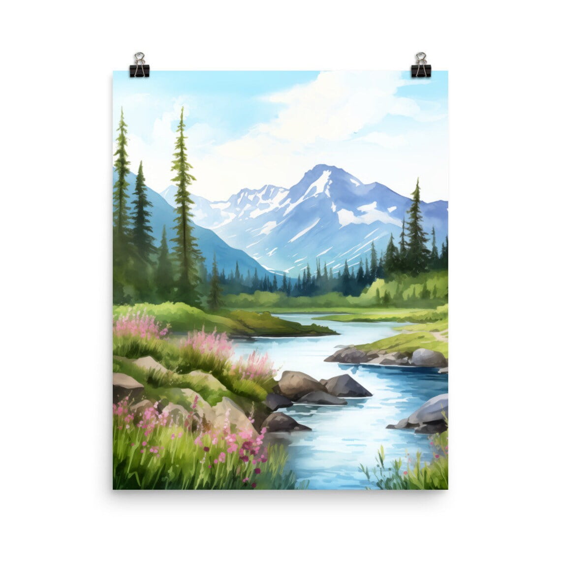 Eagle River Print, Alaskan Mountain Landscape Wall Art, Nature Travel ...