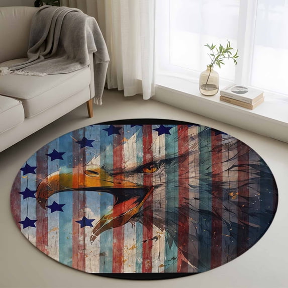 Eagle Round Area Rug 4 FT,Non Slip Indoor Outdoor Rug,American Flag ...