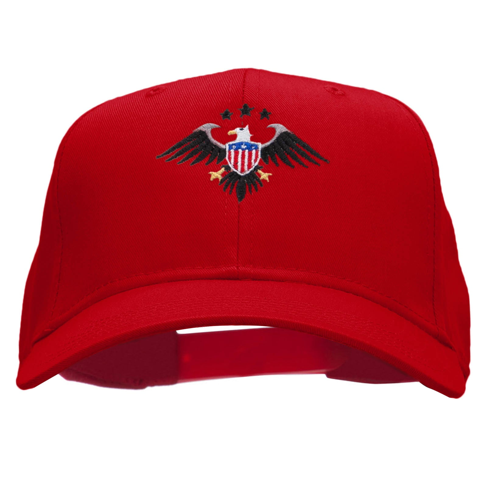 Eagle Shield Embroidered Cotton Twill Pro Style Cap - Red OSFM - Walmart.com