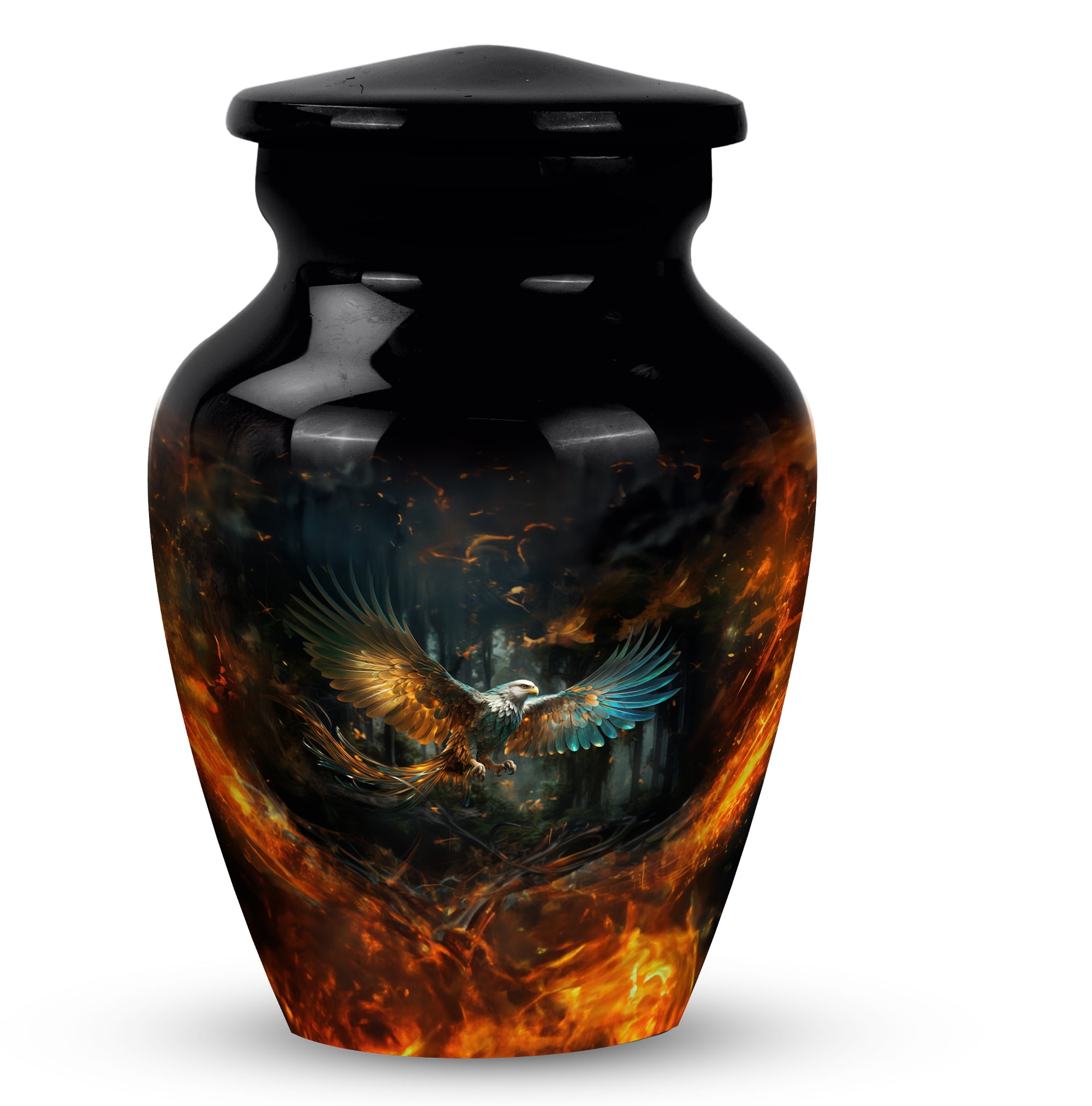 Eagle Spreading Wings In Fire -Small Keepsake Urn - Funeral Urn For ...