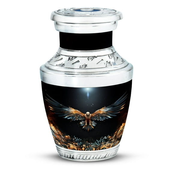 Eagle Flying In Snow Mountains Urn For Human Ashes, Large Memorial Urns ...