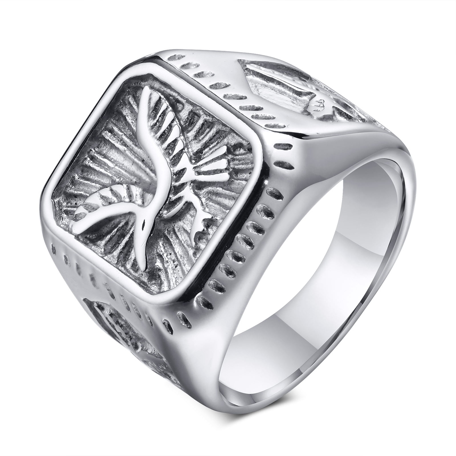 Eagle Square Signet Ring for Men,Winged Eagle Men Jewelry,Wild Bird ...