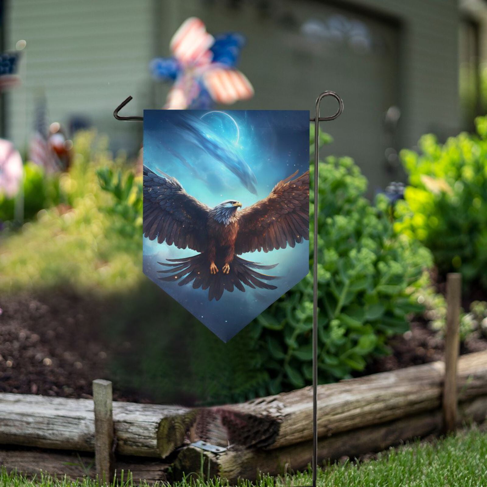 Eagle Starry Sky Wings Garden Flag 18" x 12.5" Double Sided Yard Lawn ...