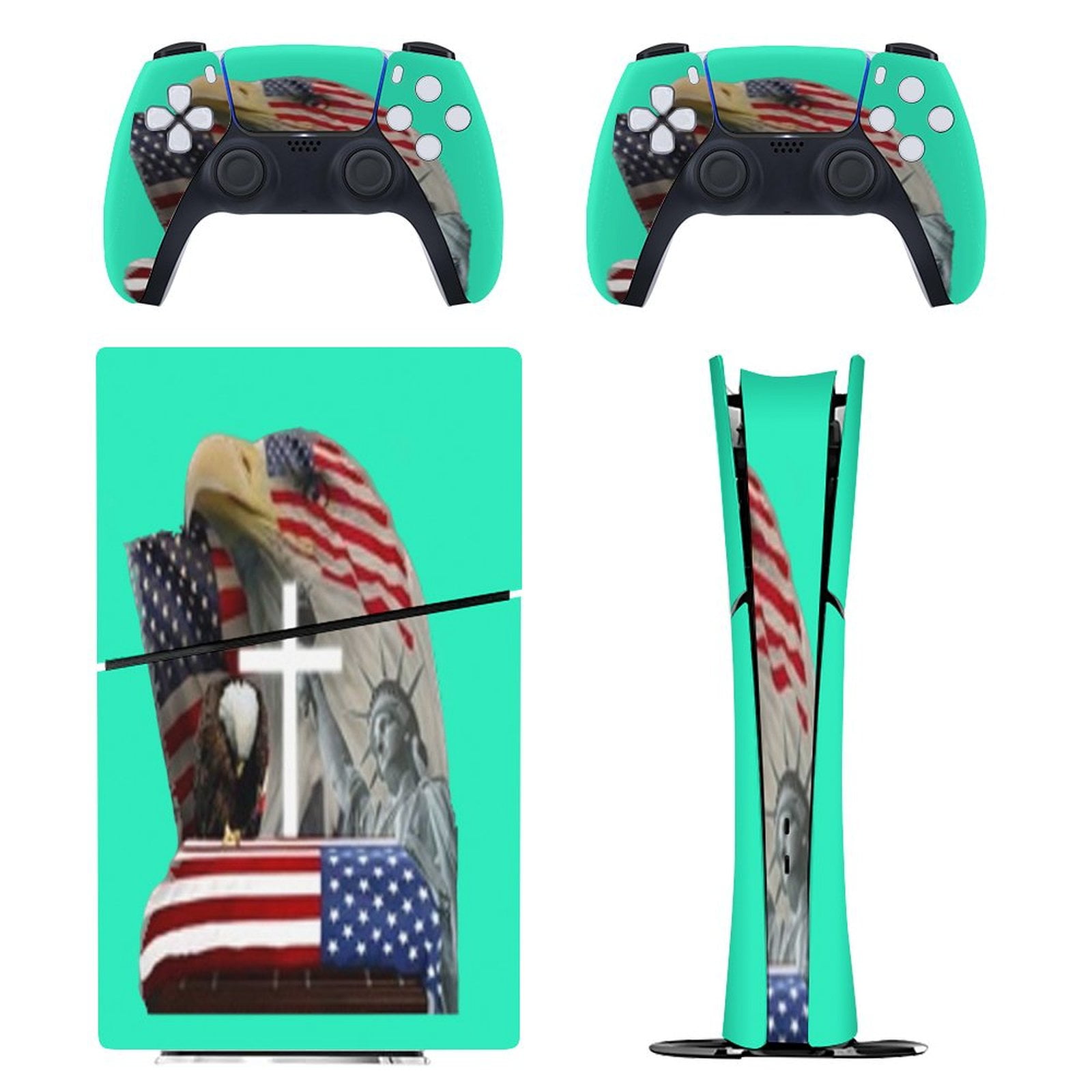 Eagle Statue of Liberty Flag Cross T-shirt PS5/PS5 Slim Digital Disc ...