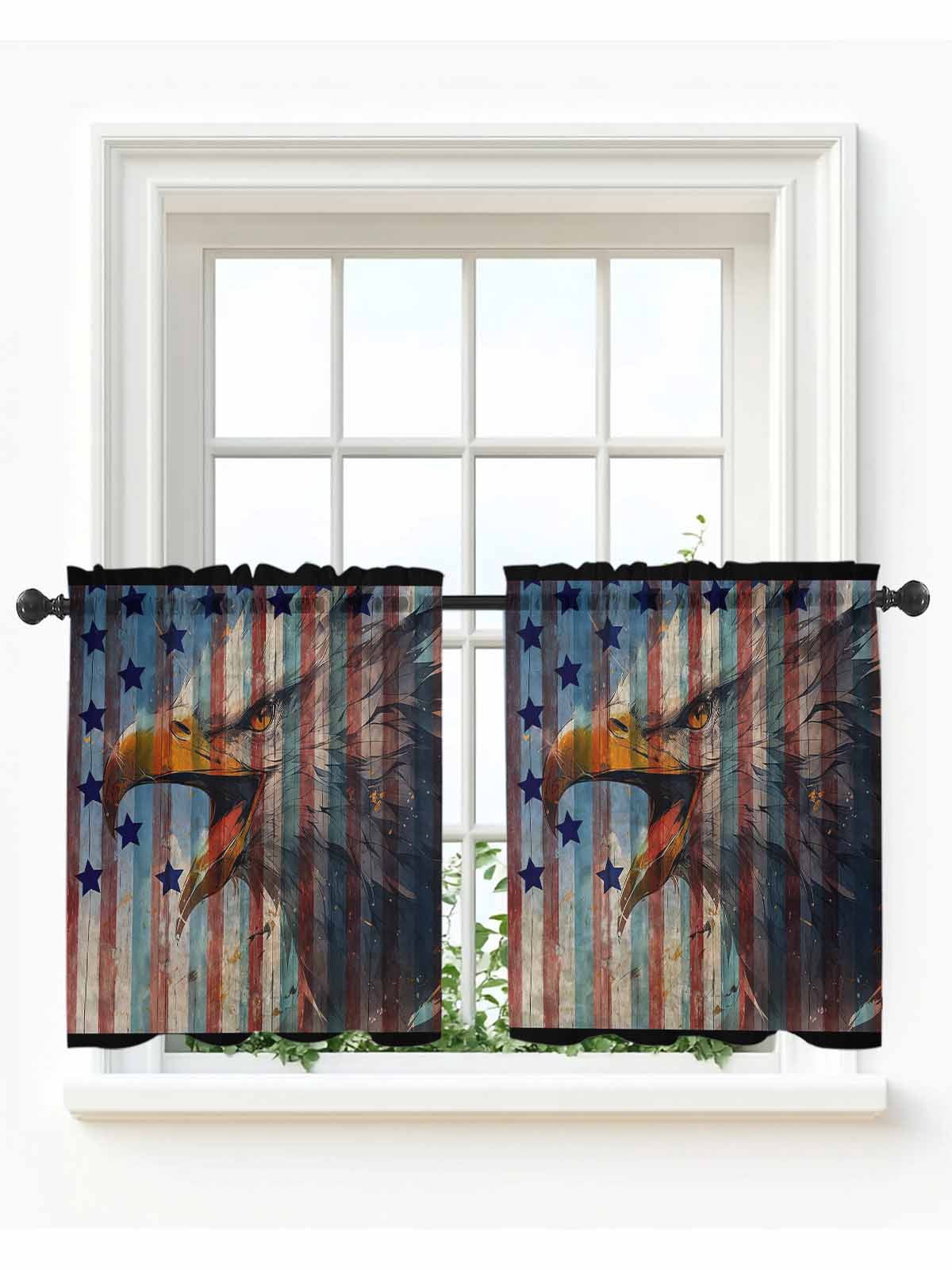 Eagle Tier Curtains 36 Inch Length,Sheer Curtains for Bedroom Living ...