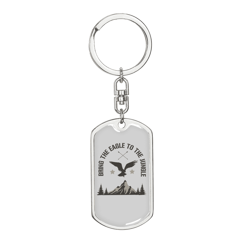 Eagle To Jungle Hunter'S Keychain Stainless Steel or 18k Gold Dog Tag ...