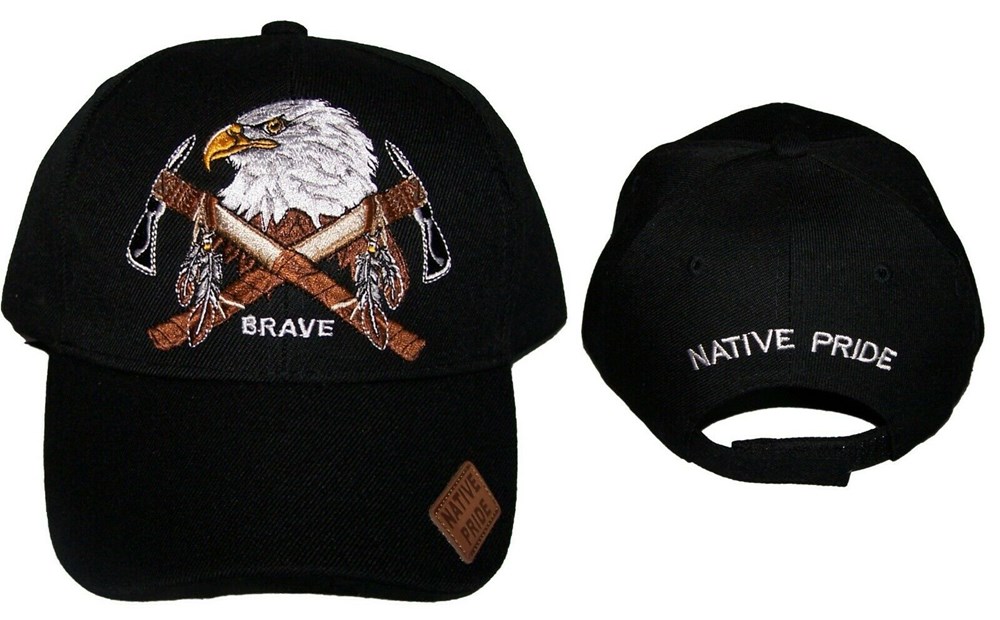 Eagle & Tomahawks Native Pride Embroidered Baseball Caps Hats - Black ...