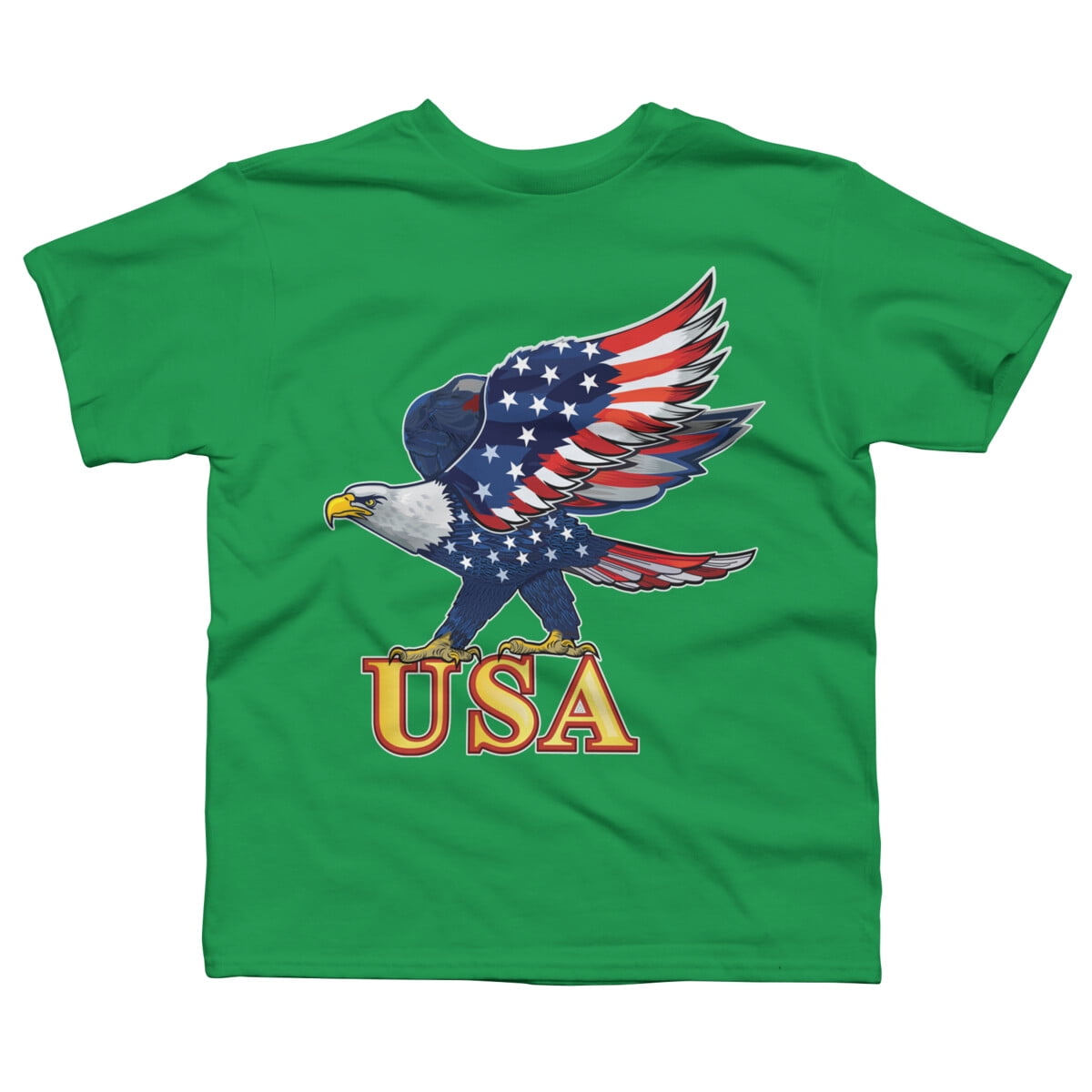Eagle USA Flag Patriotic US 4th Of July Boys Kelly Green Graphic Tee - Design By Humans XS ...