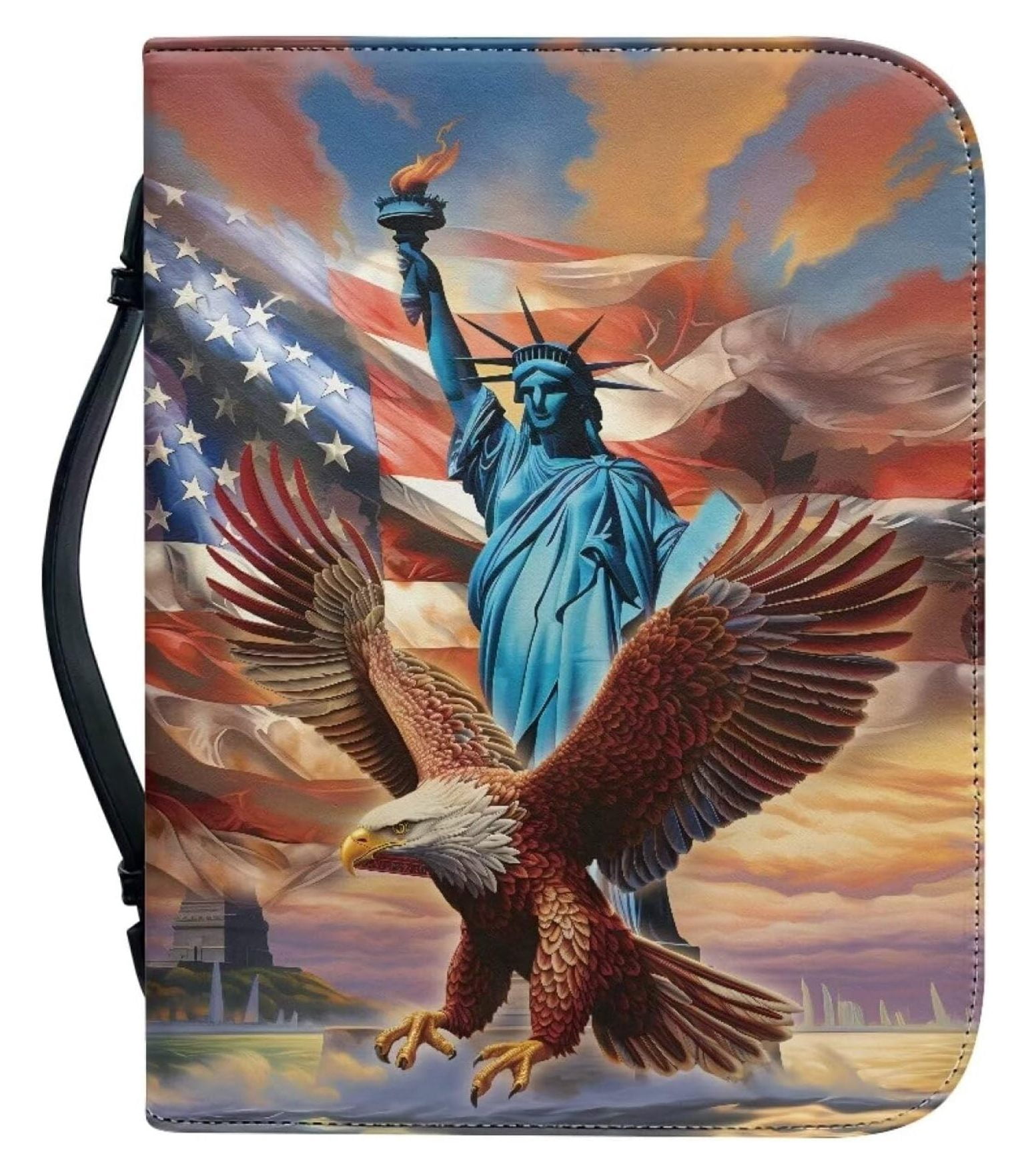 Eagle USA Flag Women Bible Carrying Case with Zip and Handle PU Leather ...