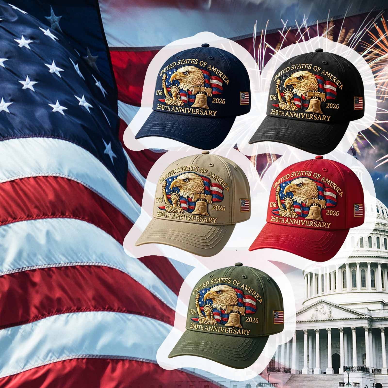 Eagle – United States 250th Anniversary Commemorative Hat USA Patriotic ...