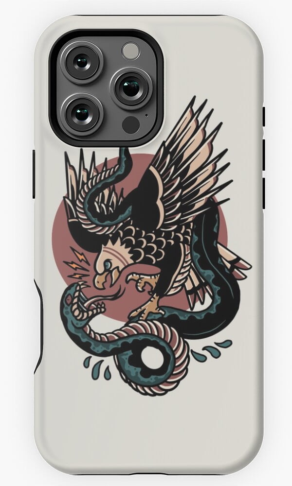 Eagle Versus Snake Tattoo Art Phone Case for iPhone 11 12 13 14 15 16 ...