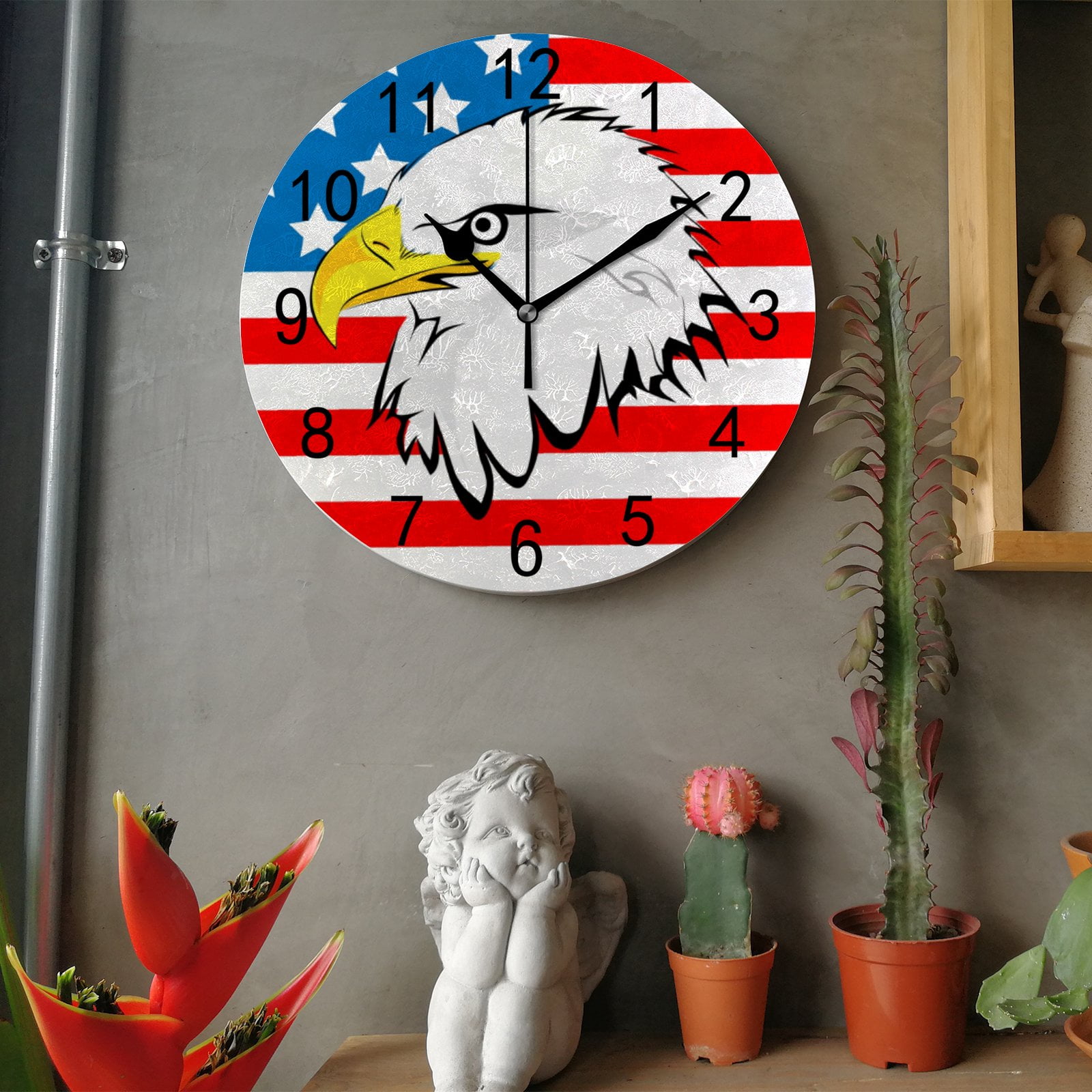 Eagle Wall Clock, 10 Inch Silent Non Ticking Wall Clocks Battery ...