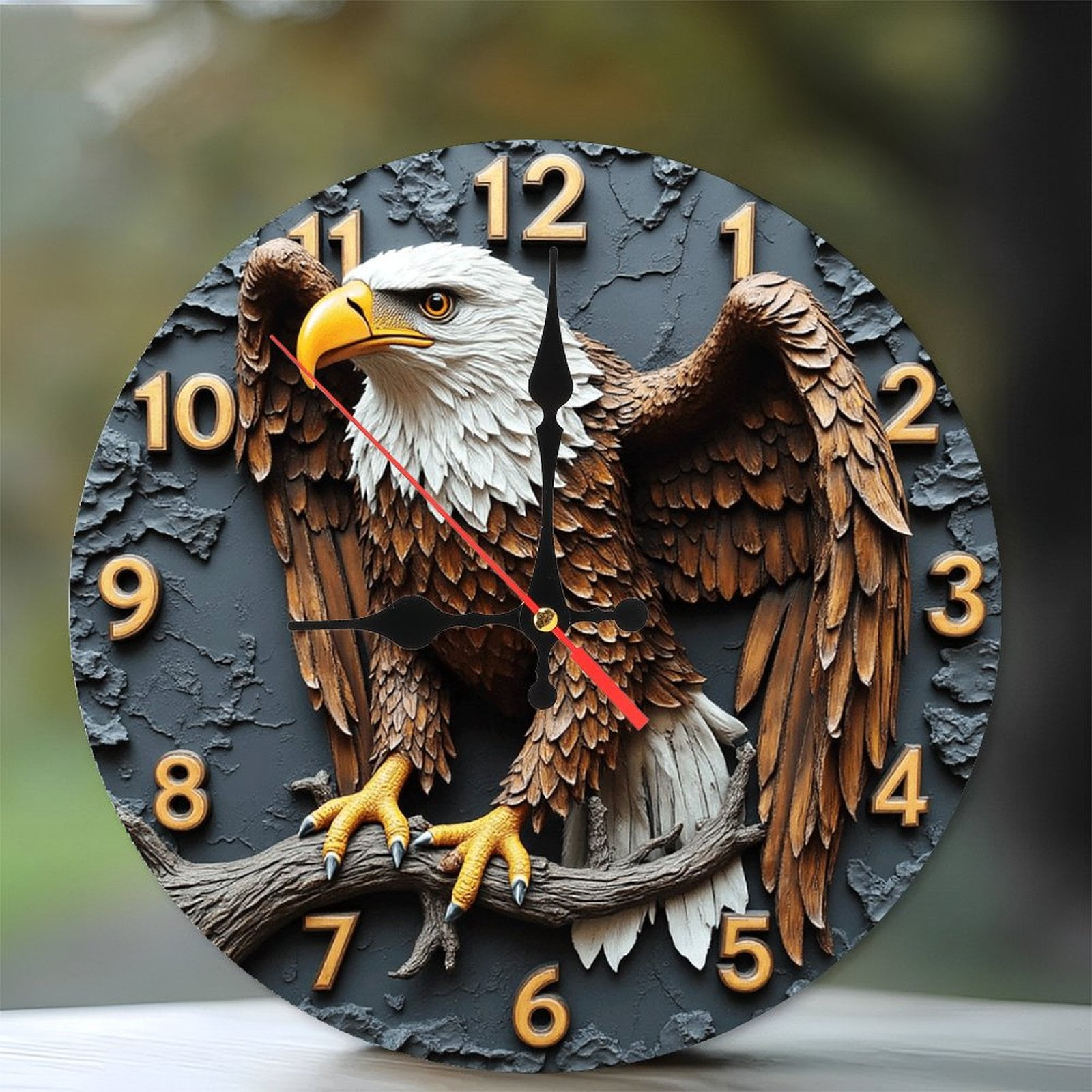 Eagle Wall Clock 2D Art Handmade Unique Home Decor 10-Inch Silent ...