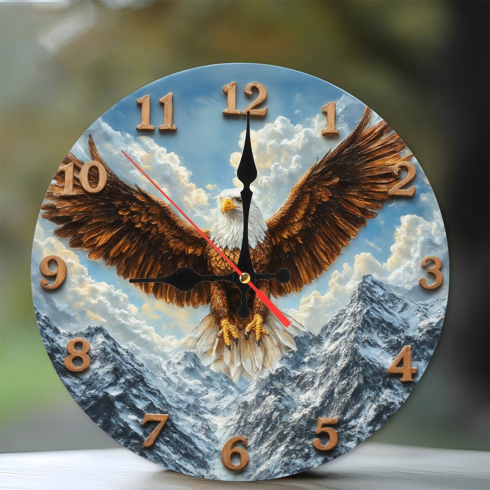 Eagle Wall Clock Mountain Range Wildlife Decor Home Decor 10-Inch ...