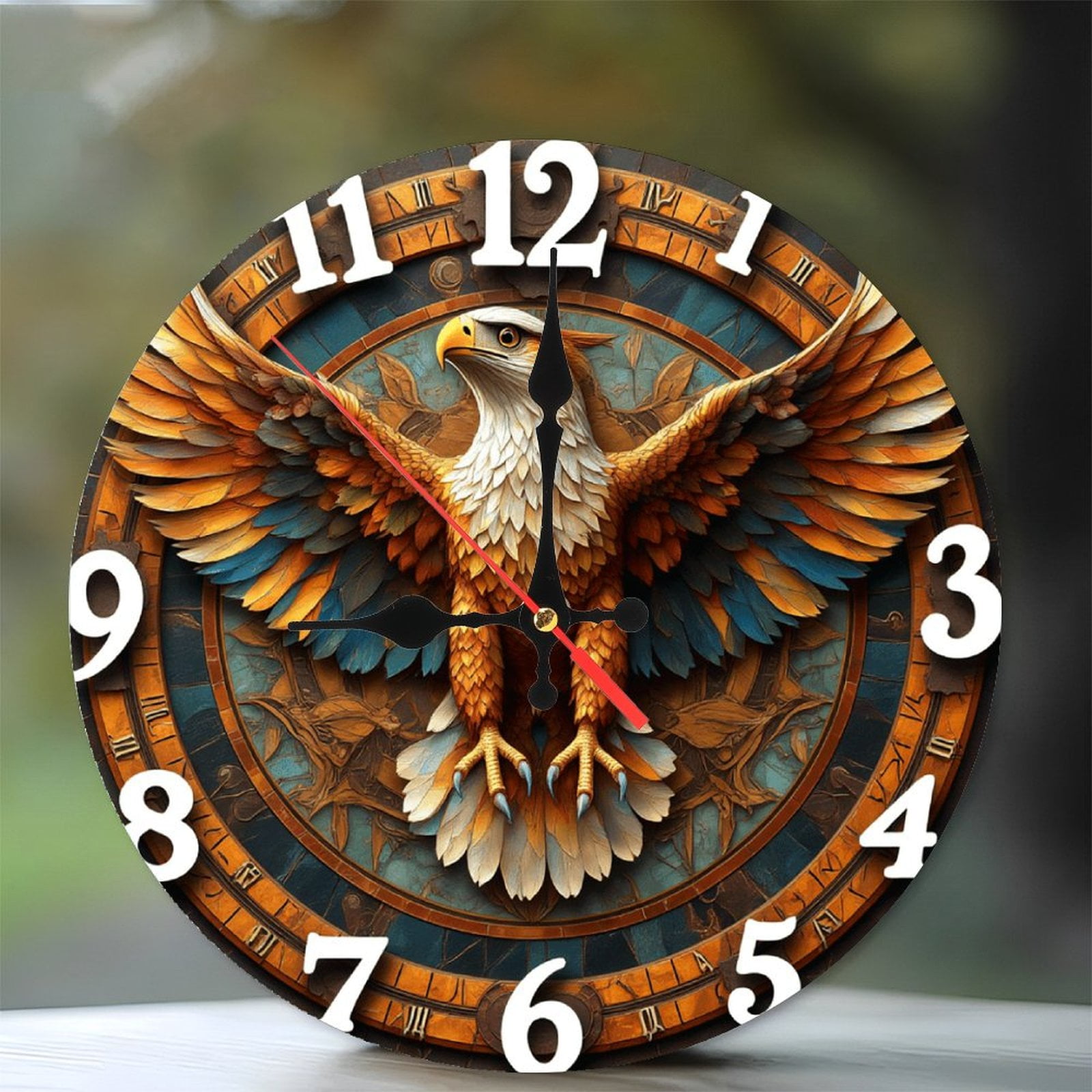 Eagle Wall Clock Retro Vintage Decorative 10-Inch Silent Wooden Wall Clock, Battery Operated (AA ...