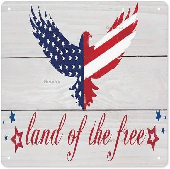 Eagle Wall Decor Sign Land of the Free Printed American Flag Cut File ...