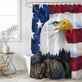 Eagle Waterproof Fabric Shower Curtain,Rustic Independence Day Red Blue ...