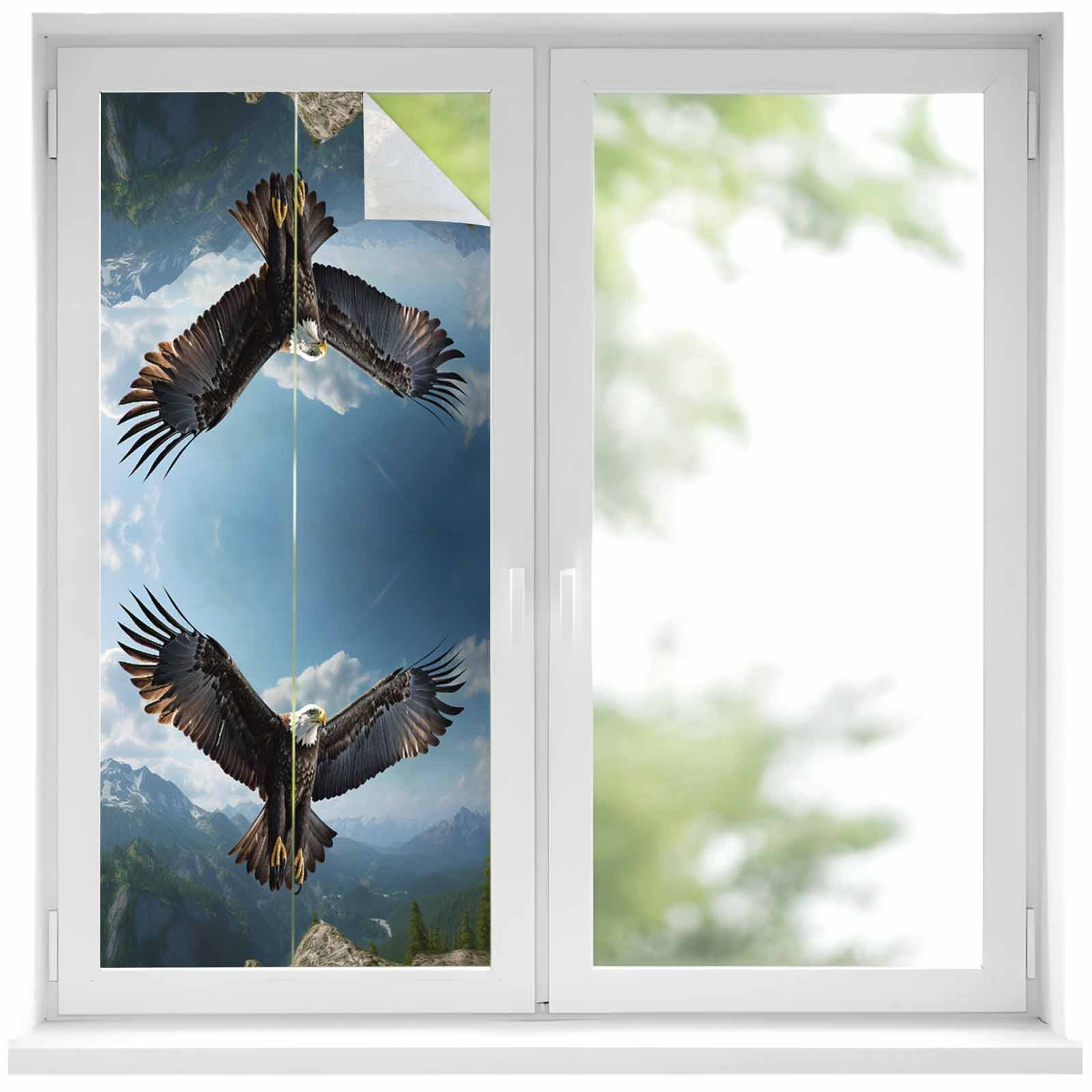 Eagle Window Privacy Film, Forest Mountains Range Sky Animal Natural ...
