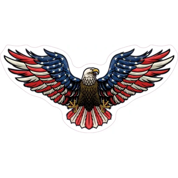 Eagle With American Flag Printed Wings Sticker Window Decal Phone Decal ...