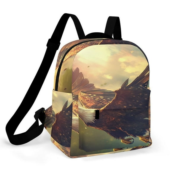 Eagle With American Flag Small Backpack Cute Mini Backpacks For Woman ...
