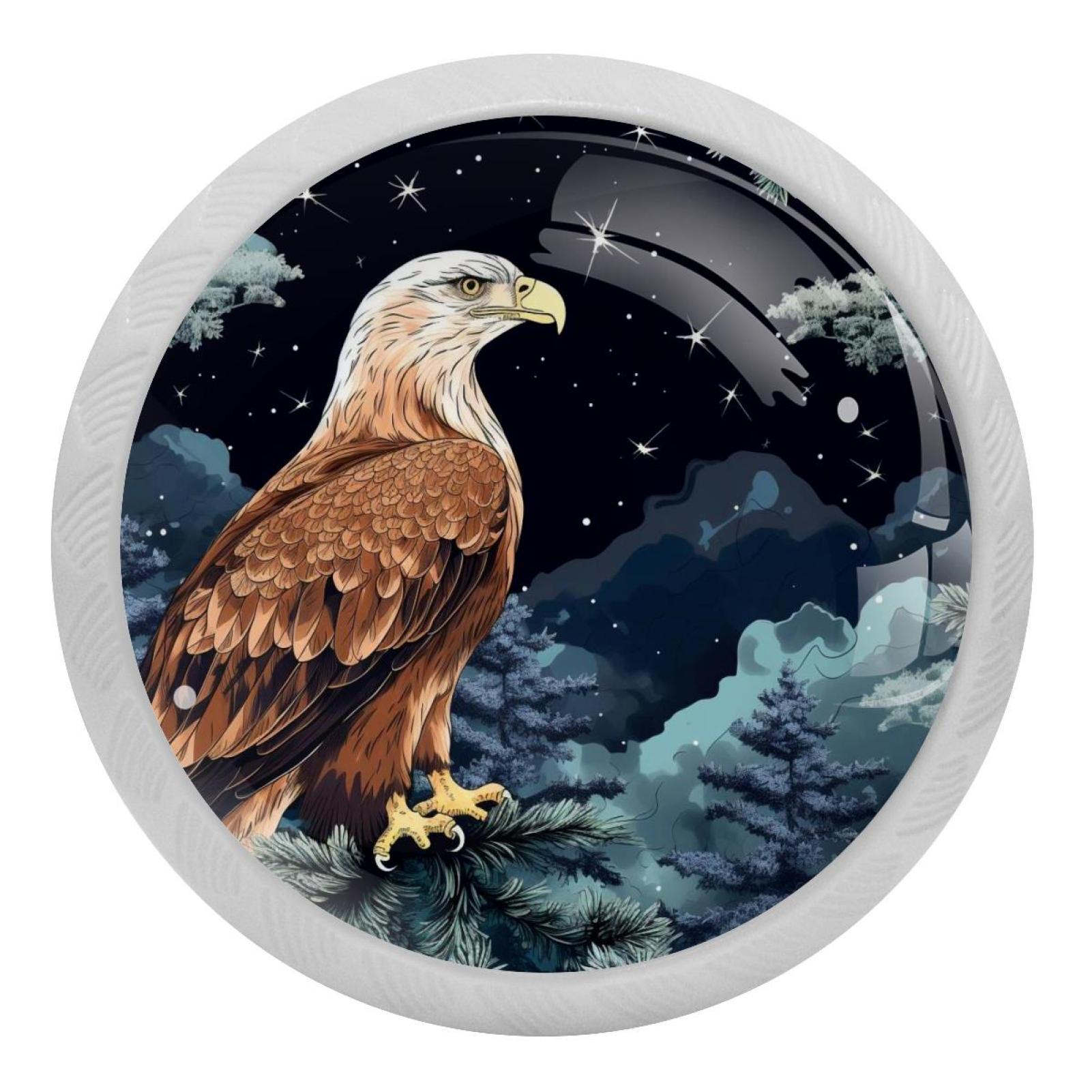 Eagle at Starry Night Crystal Glass Drawer Knob Pull Ergonomic 30mm ...