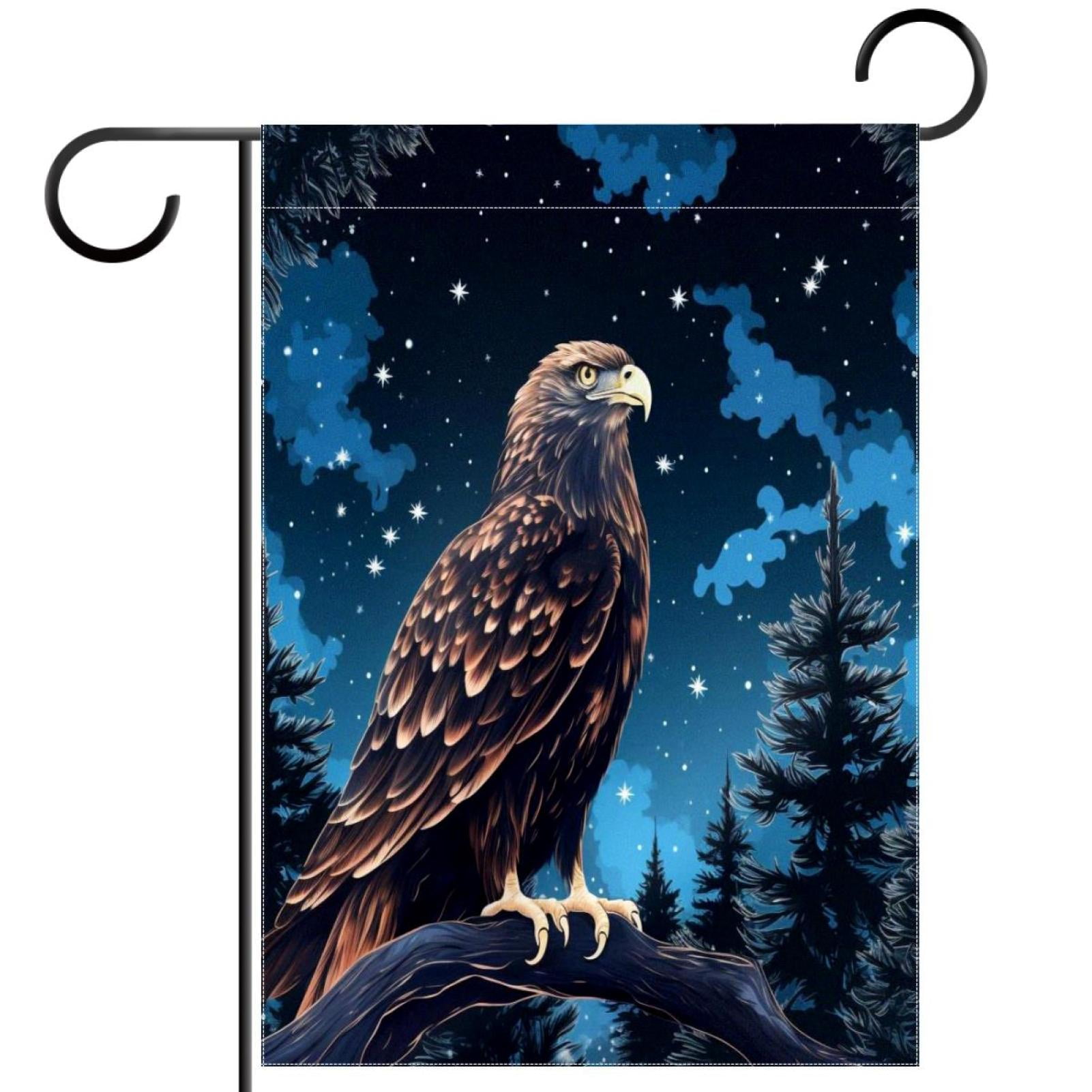 Eagle at Starry Night Print Art Polyester Garden Flag Banner 12 x 18 ...