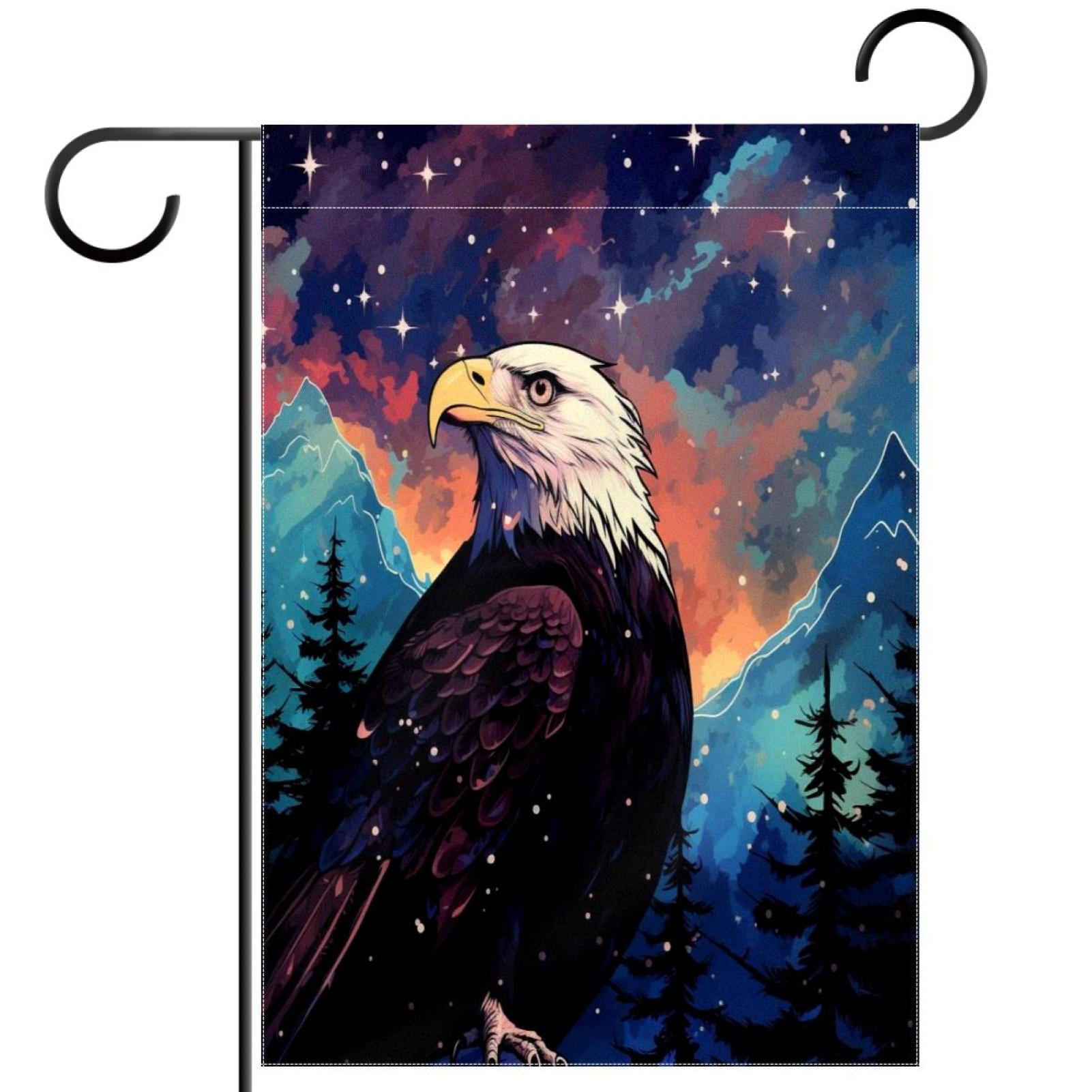 Eagle at Starry Night Print Art Polyester Garden Flag Banner 12 x 18 ...