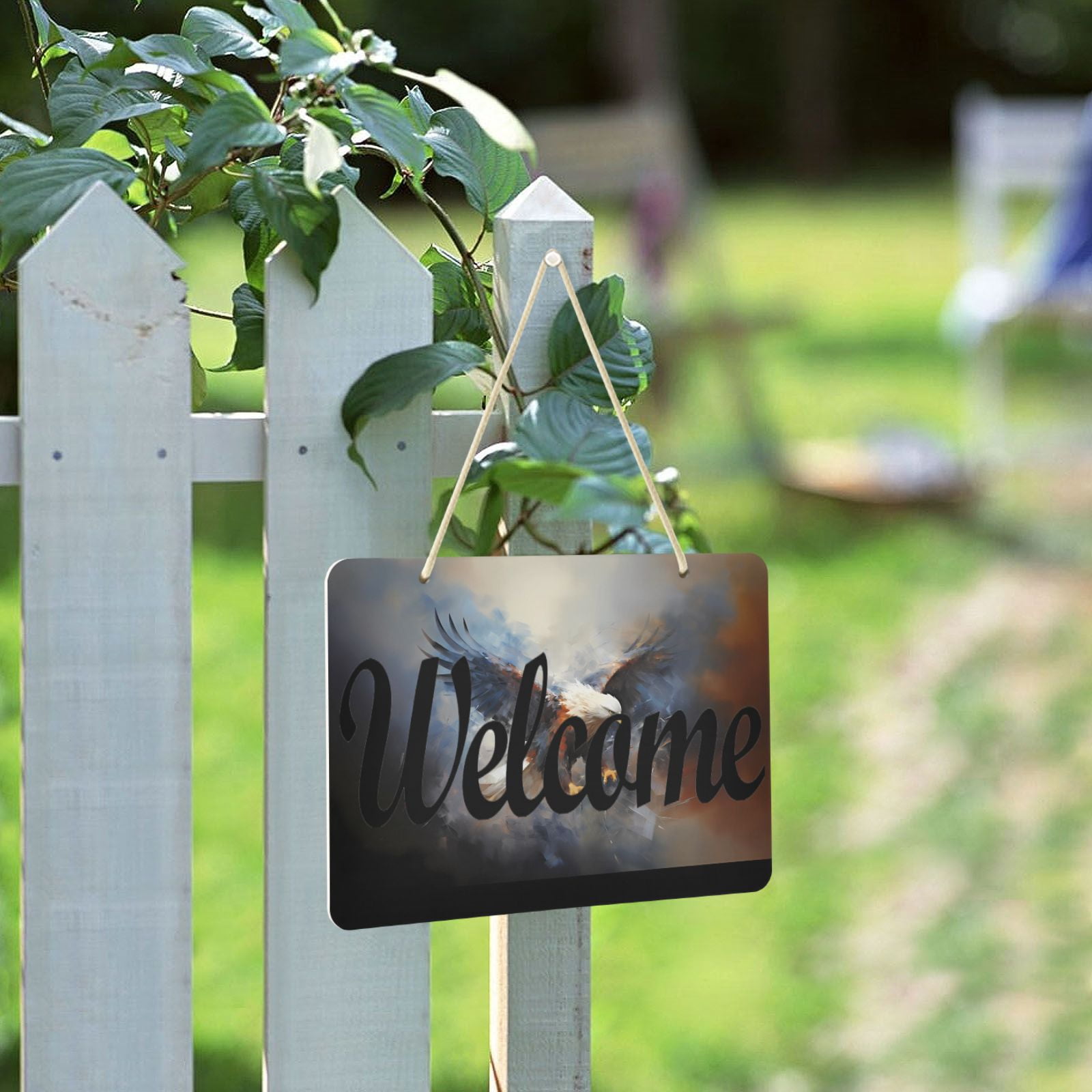 Eagle by Painting Welcome Sign for Front Door Porch Wreath Door Sign ...
