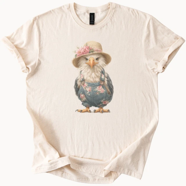Eagle in Overalls Floral Hat Cute Bird T Shirt - Walmart.com