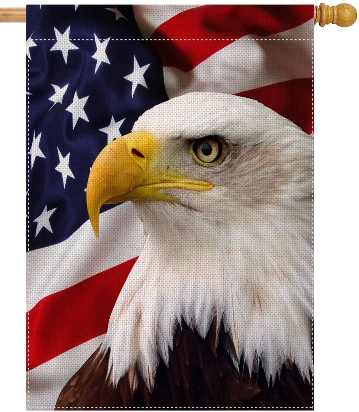 Eagle on American Flag Large House Flag Vertical Double Sided Spring ...