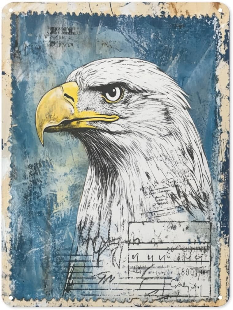 Eagle on stamp Sign Tinplate Sign Wall Art Decor Metal Poster Sign ...