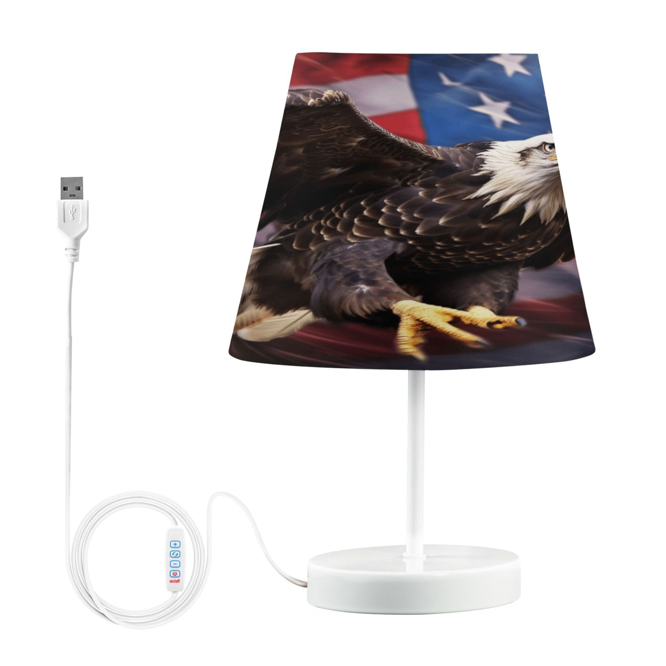 Eagle with American Flag Desk Lamp LED Table Nightstand Lamps with 3 ...