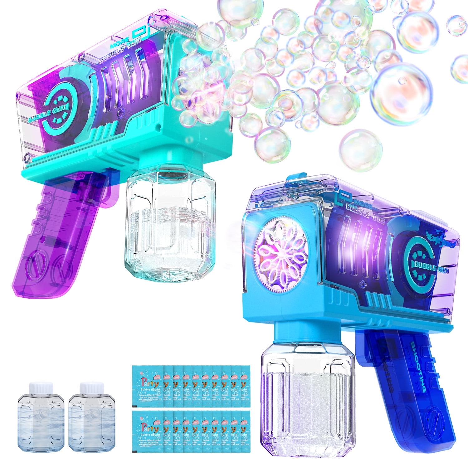 EagleStone Bubble Gun Machine for Kids, Light Up Bubble Blaster w ...