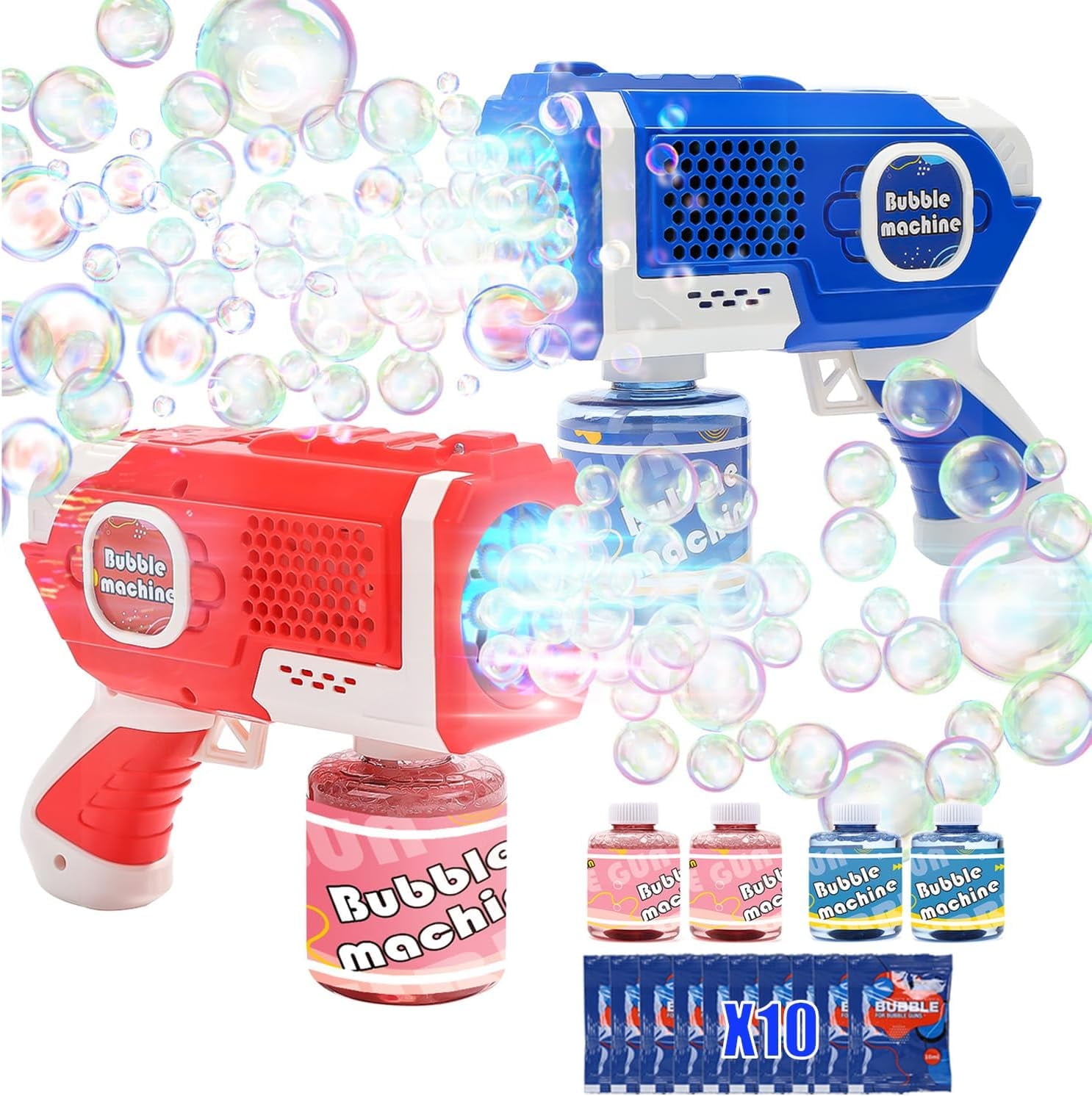 EagleStone 2 Pack Bubble Gun for Kids, Automatic Light-Up Blower with Refills, Outdoor Toys ...