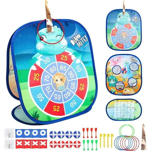 EagleStone 5-in-1 Target Toss Game Set – Includes 8 Throwing Rings, 8 ...