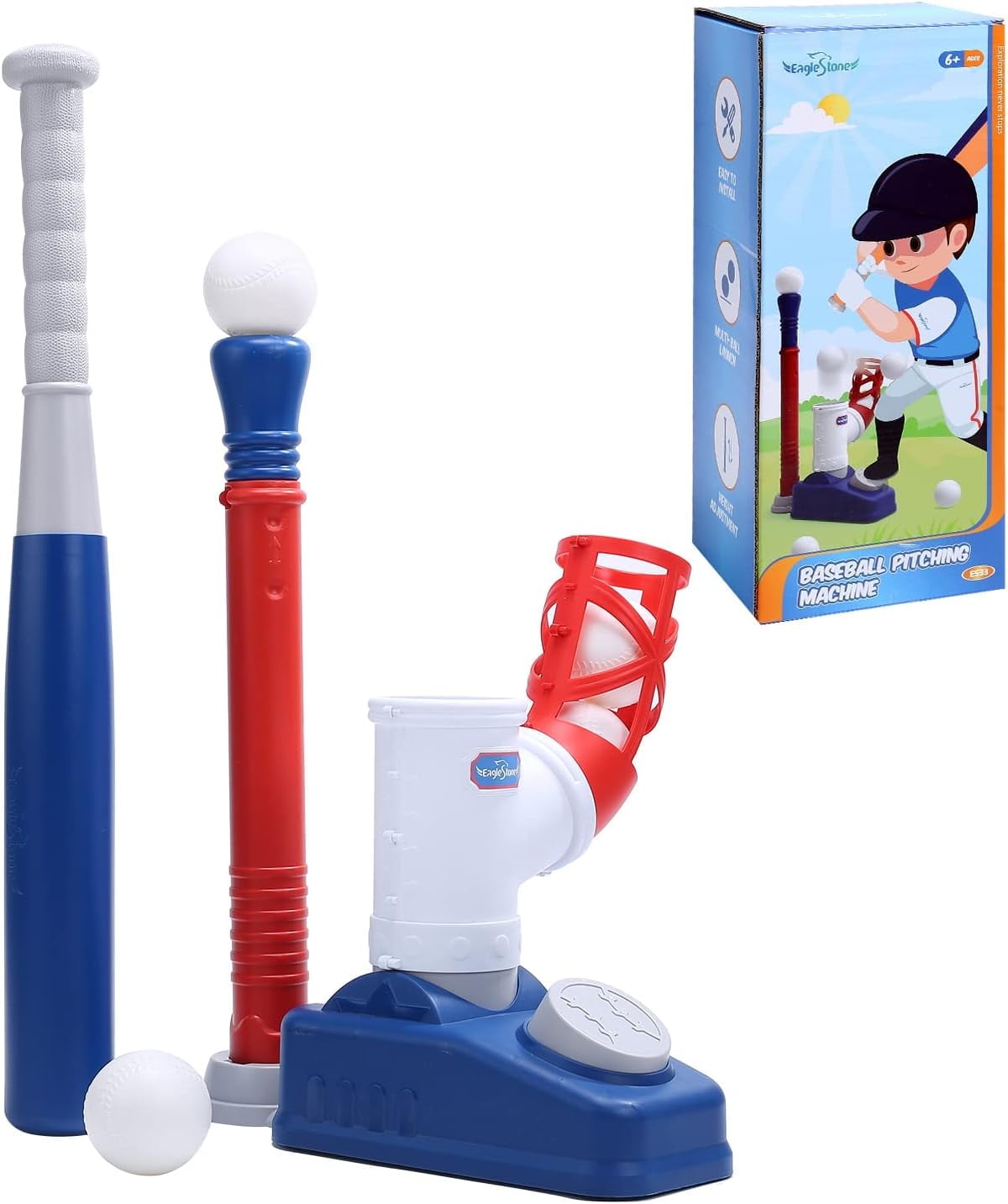 EagleStone Adjustable Toy Sports Equipment with Pop Up Pitching Machine ...